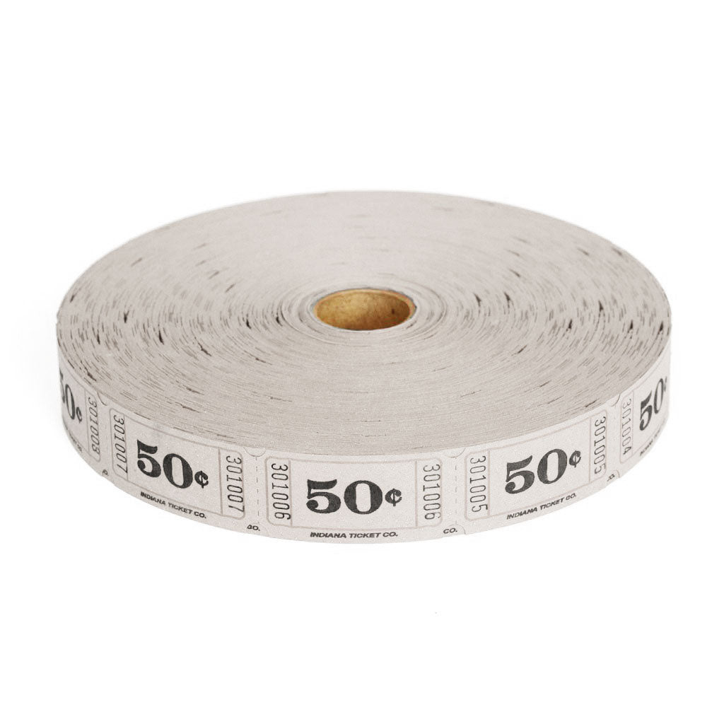Raffle Tickets - 2,000 Single Stub 50 Cent Tickets (Multiple Colors)